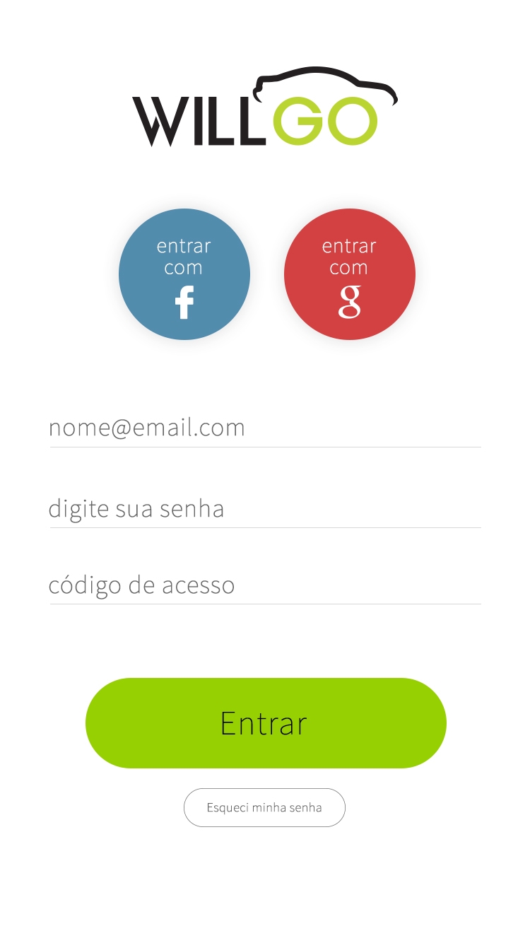 WillGo – Tela Login | Assessoria de Imprensa - Press Works